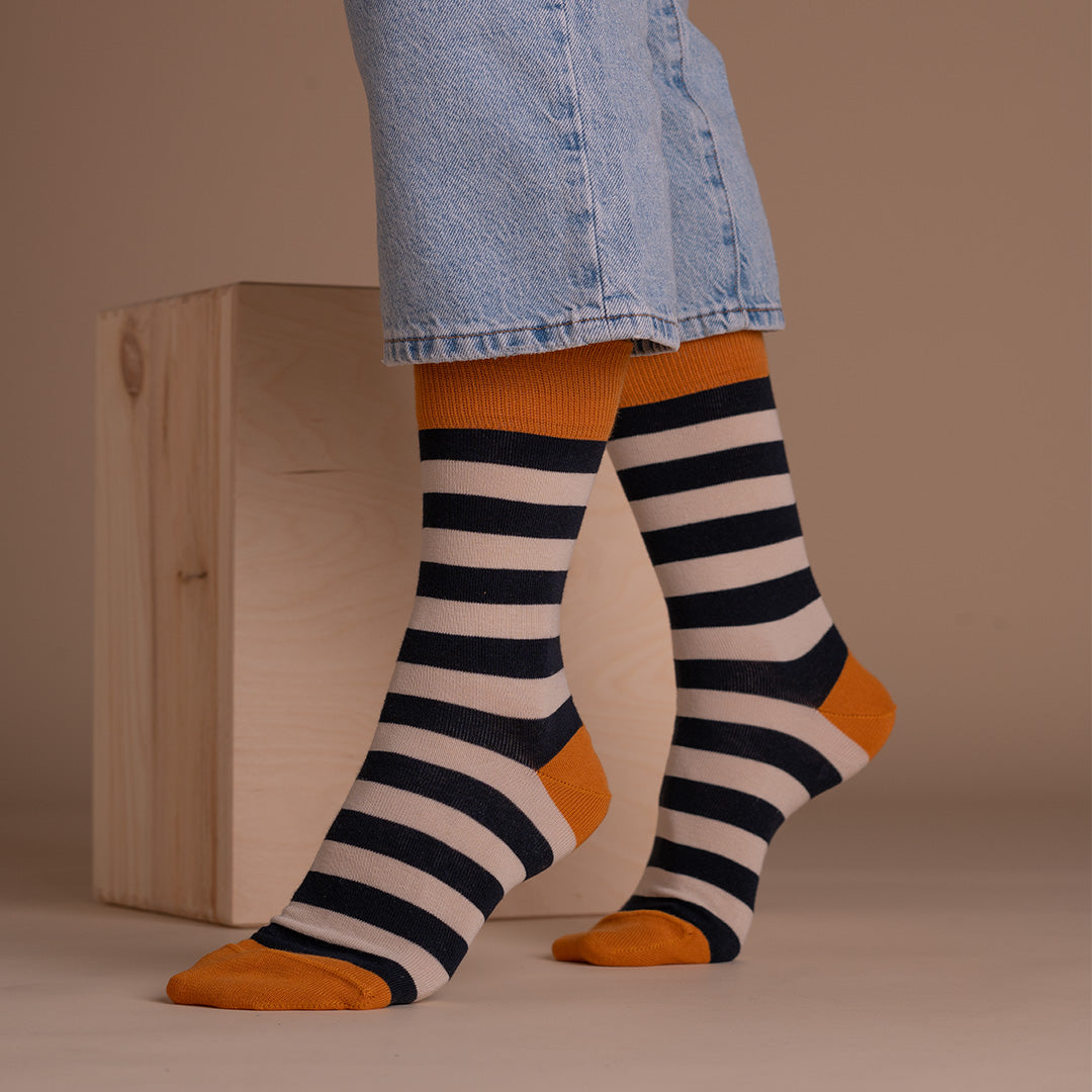 STRIPY MUSTARD – Snug Socks Co.