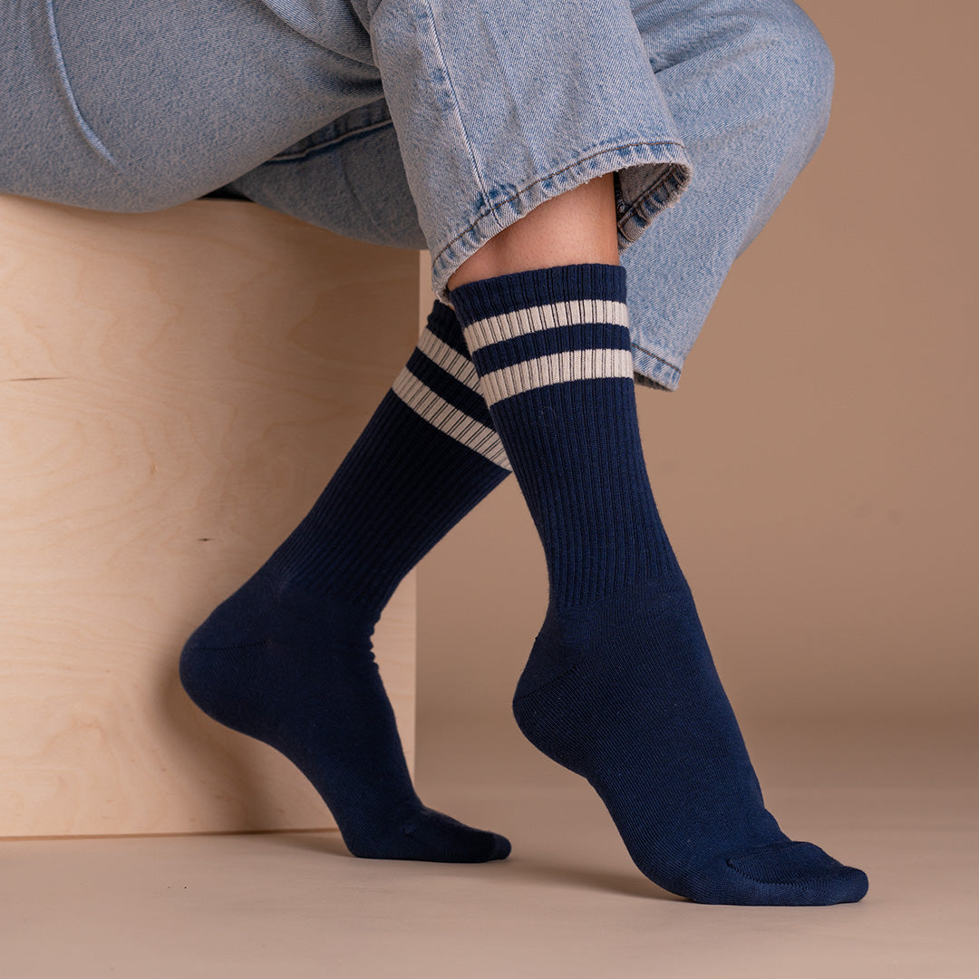 SPORTY DARK BLUE – Snug Socks Co.